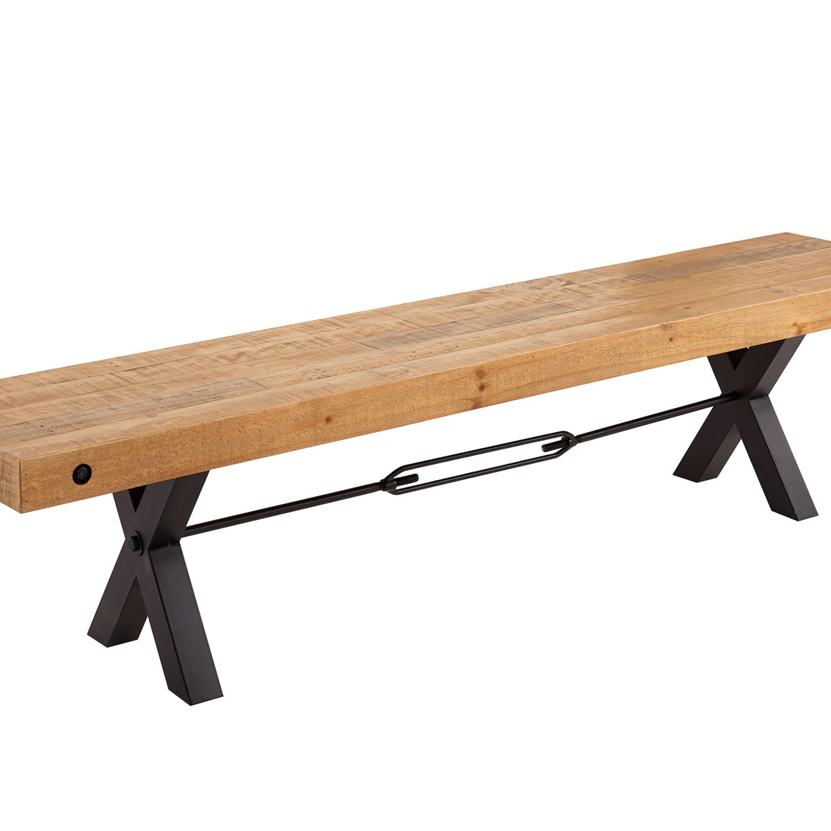 Bench THOR 200cm X-legs pine wood natural industrial style – Invicta Interior