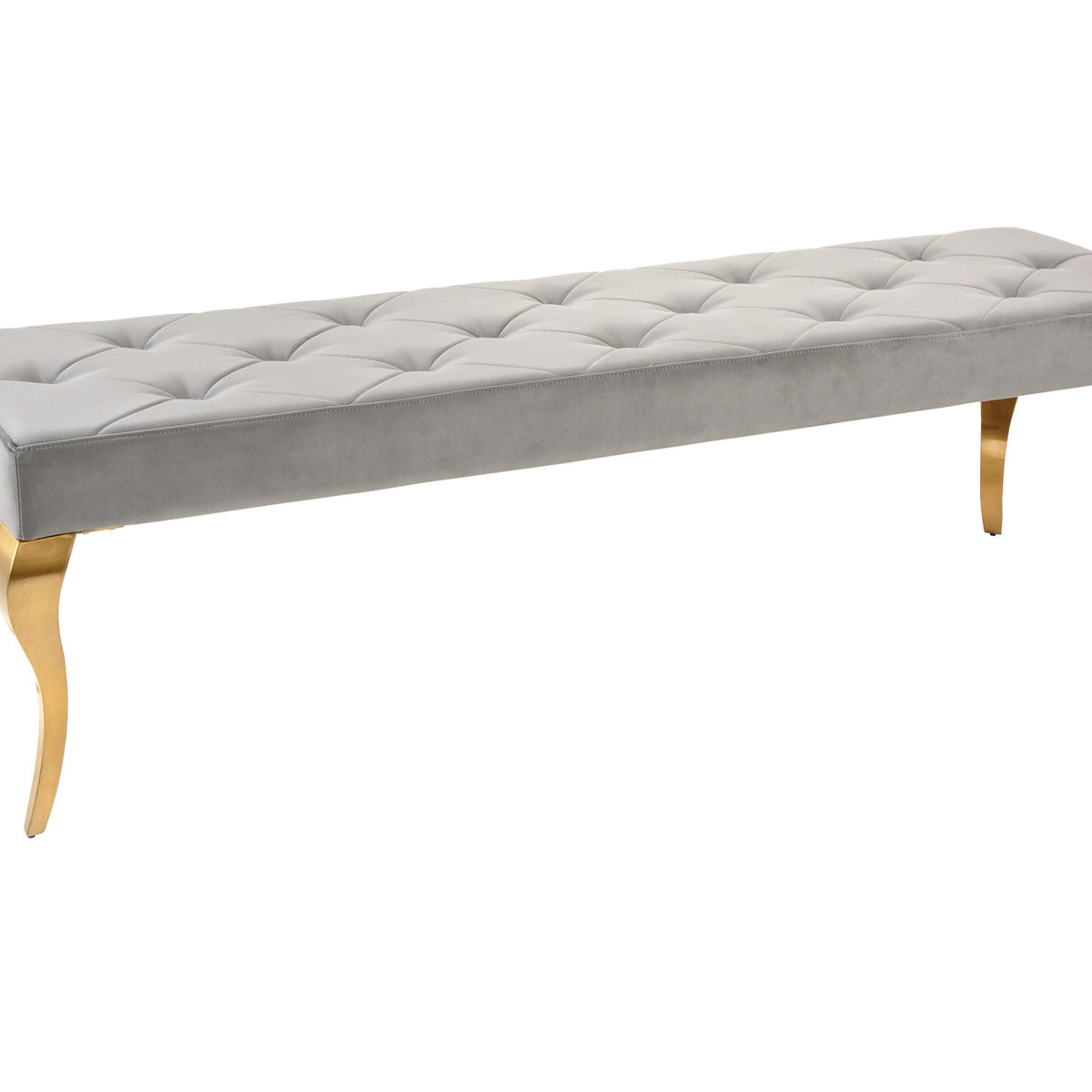 Bench MODERN BAROCK 170cm velvet grey golden legs – Invicta Interior