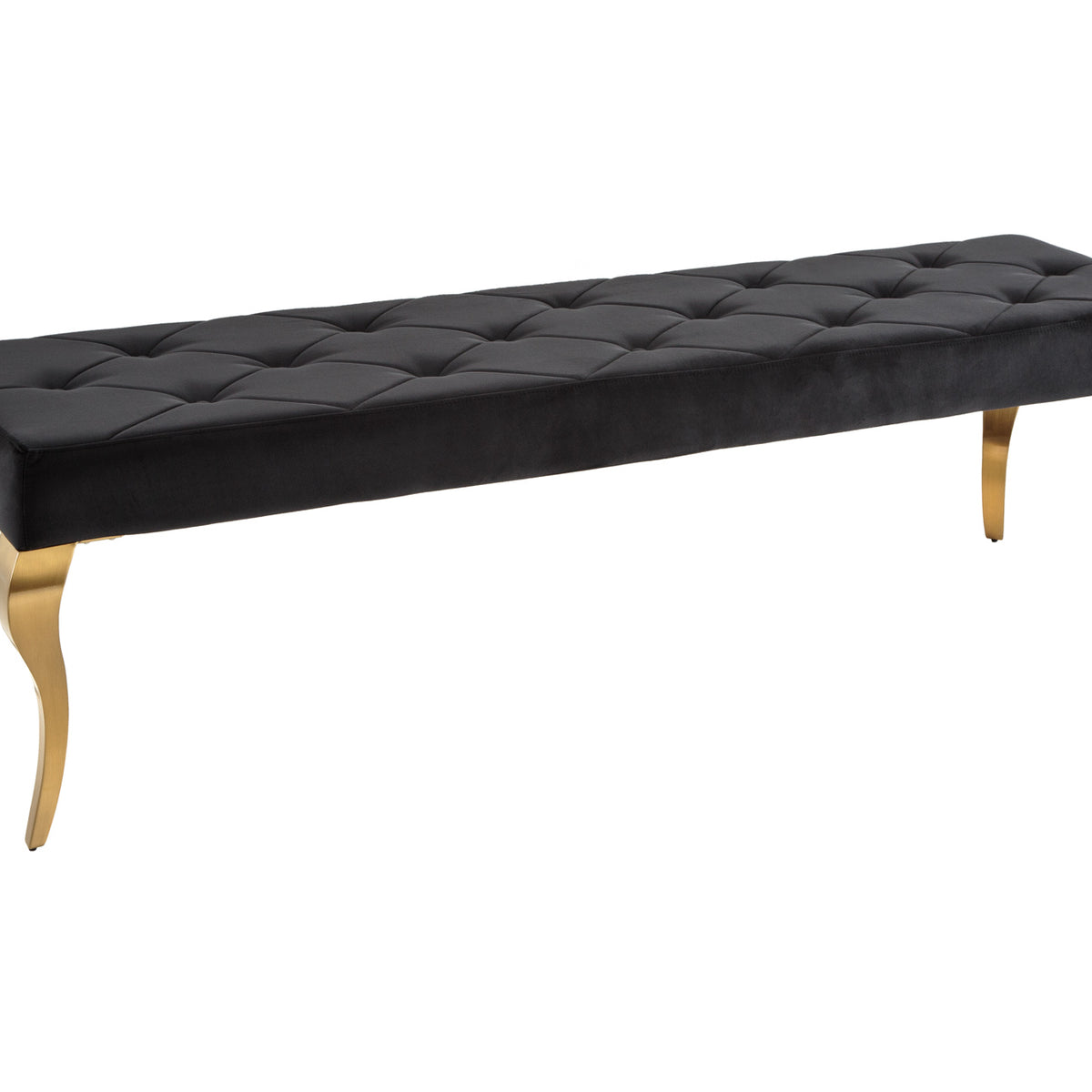 Bench MODERN BAROCK 170cm velvet black golden legs – Invicta Interior