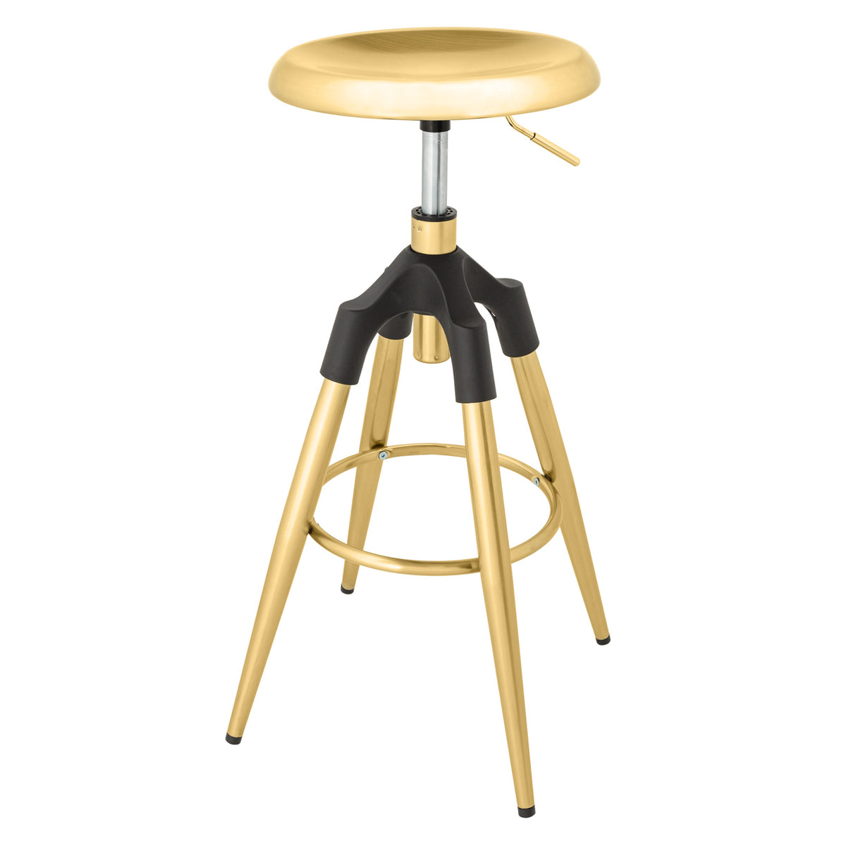 Bar stool INDUSTRIAL 73-81cm brushed metal golden – Invicta Interior