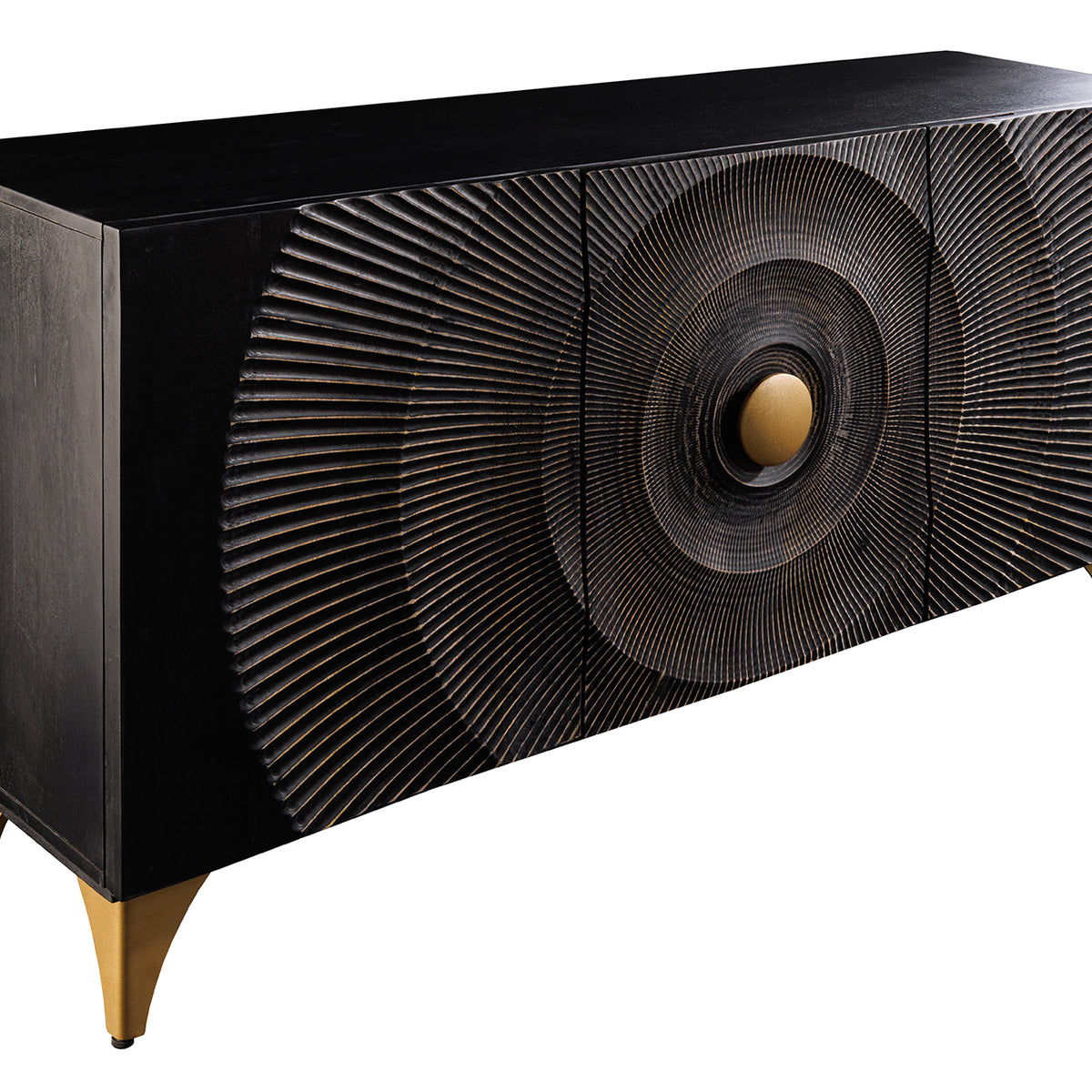 Sideboard GOLDEN SUNSET 140cm 3D mango wood black – Invicta Interior