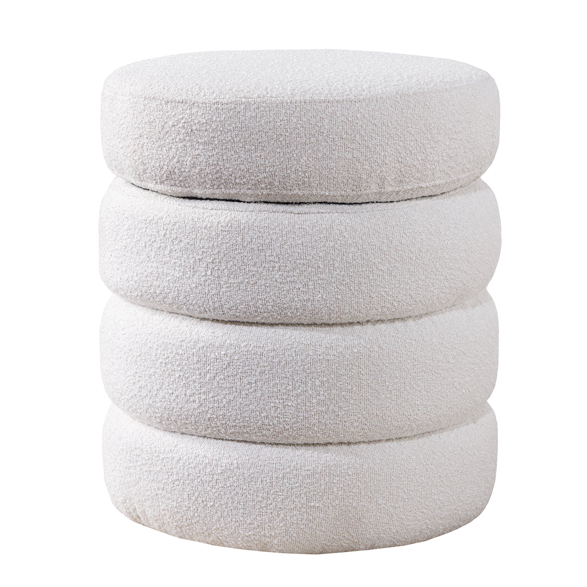 Stool VOQUE 50cm bouclé creamy white w/ storage space – Invicta Interior