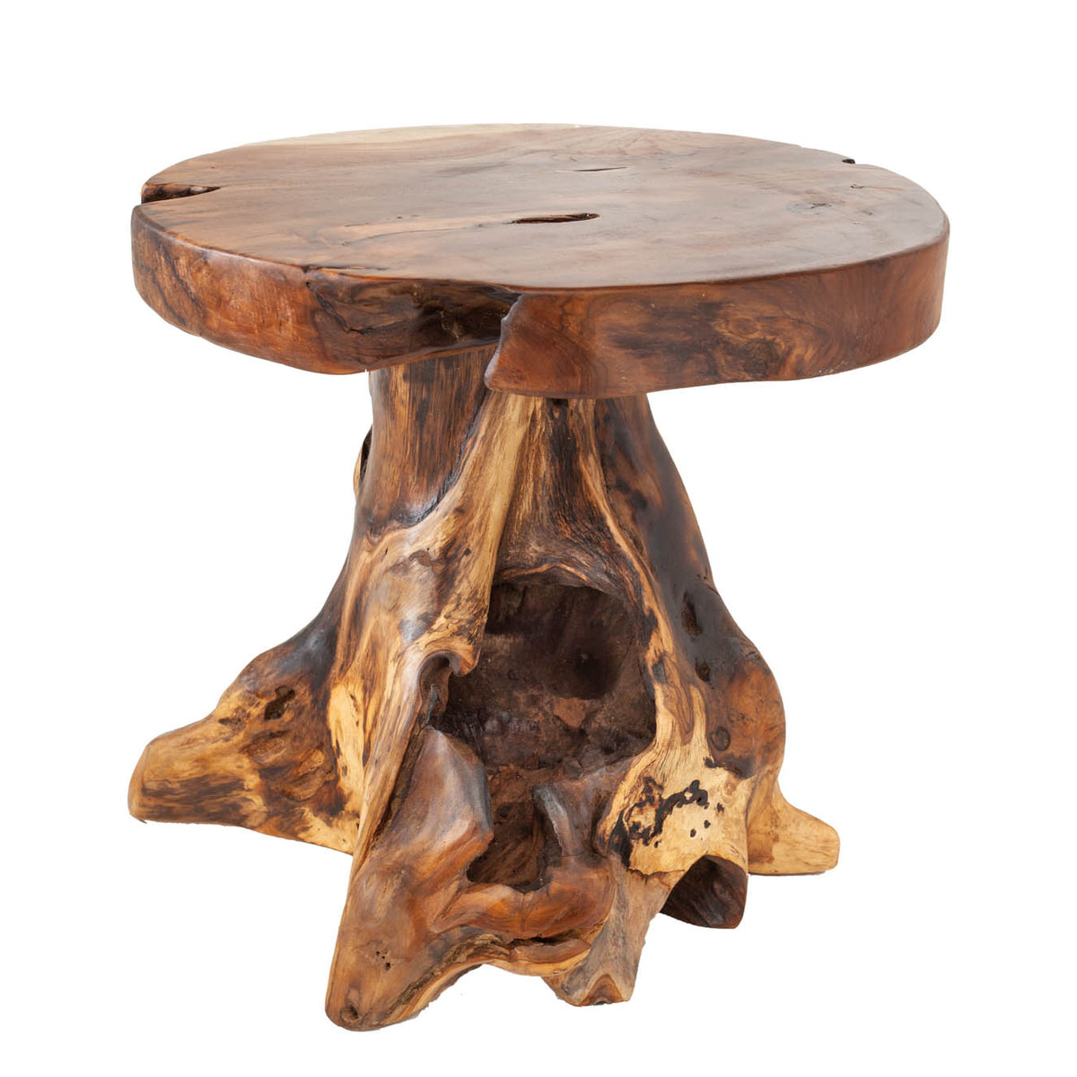 Stool side table ROOT 40cm massive teak wood – Invicta Interior