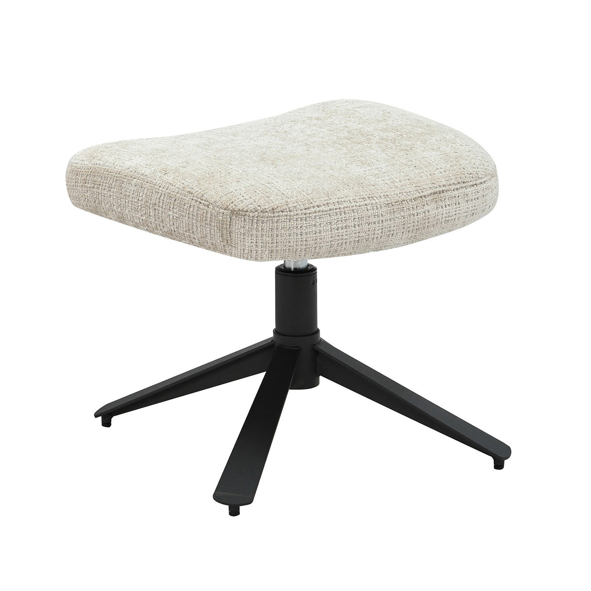 Stool CLOUD 45cm rotatable textured fabric champagne beige w/ black me – Invicta Interior