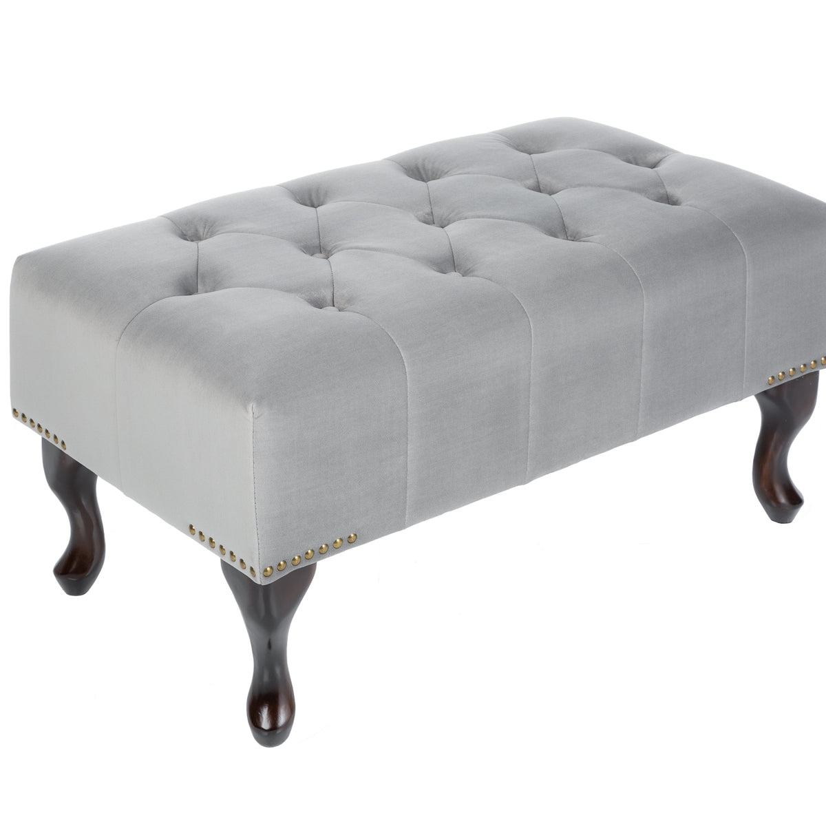 Foot stool CHESTERFIELD velvet silver grey – Invicta Interior