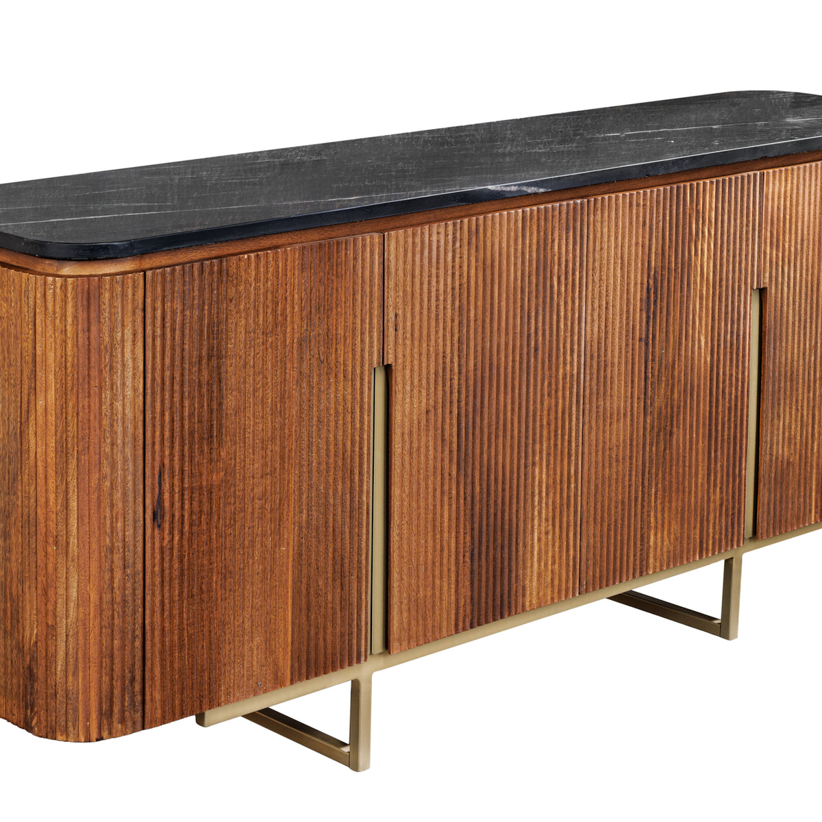 Sideboard GATSBY 160cm retro style mango wood gold marble top black – Invicta Interior
