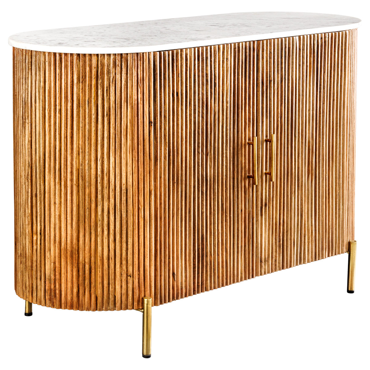 Sideboard TRES CHIC 105cm mango wood natural w/ white marble top and g – Invicta Interior