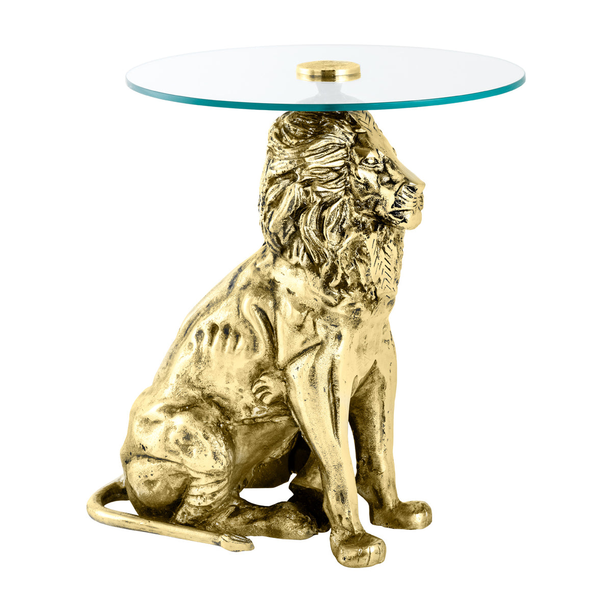 Side table WILDLIFE LION 60cm antique gold – Invicta Interior
