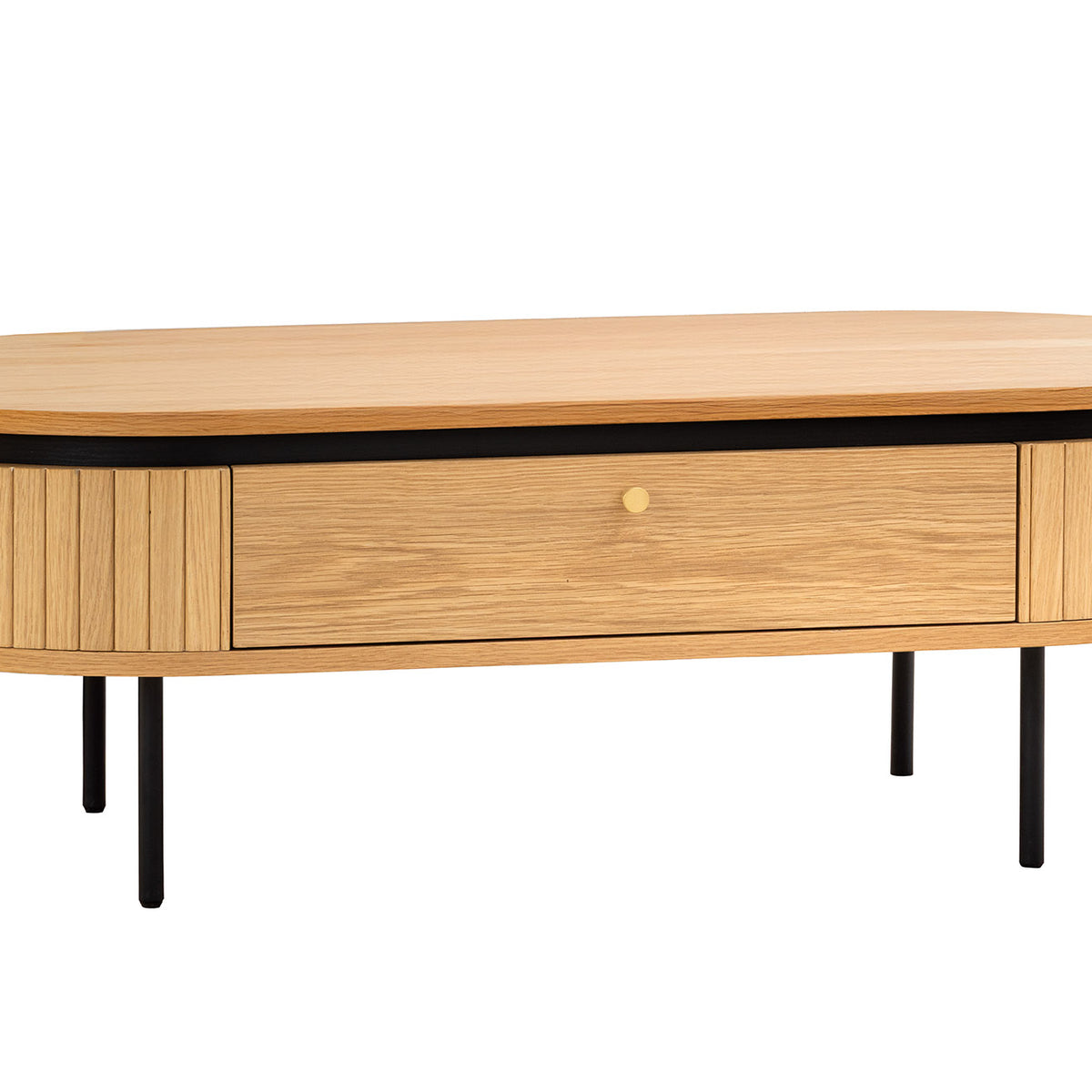 Coffee table ATELIER 120cm natural oak wood look w/ black legs ...