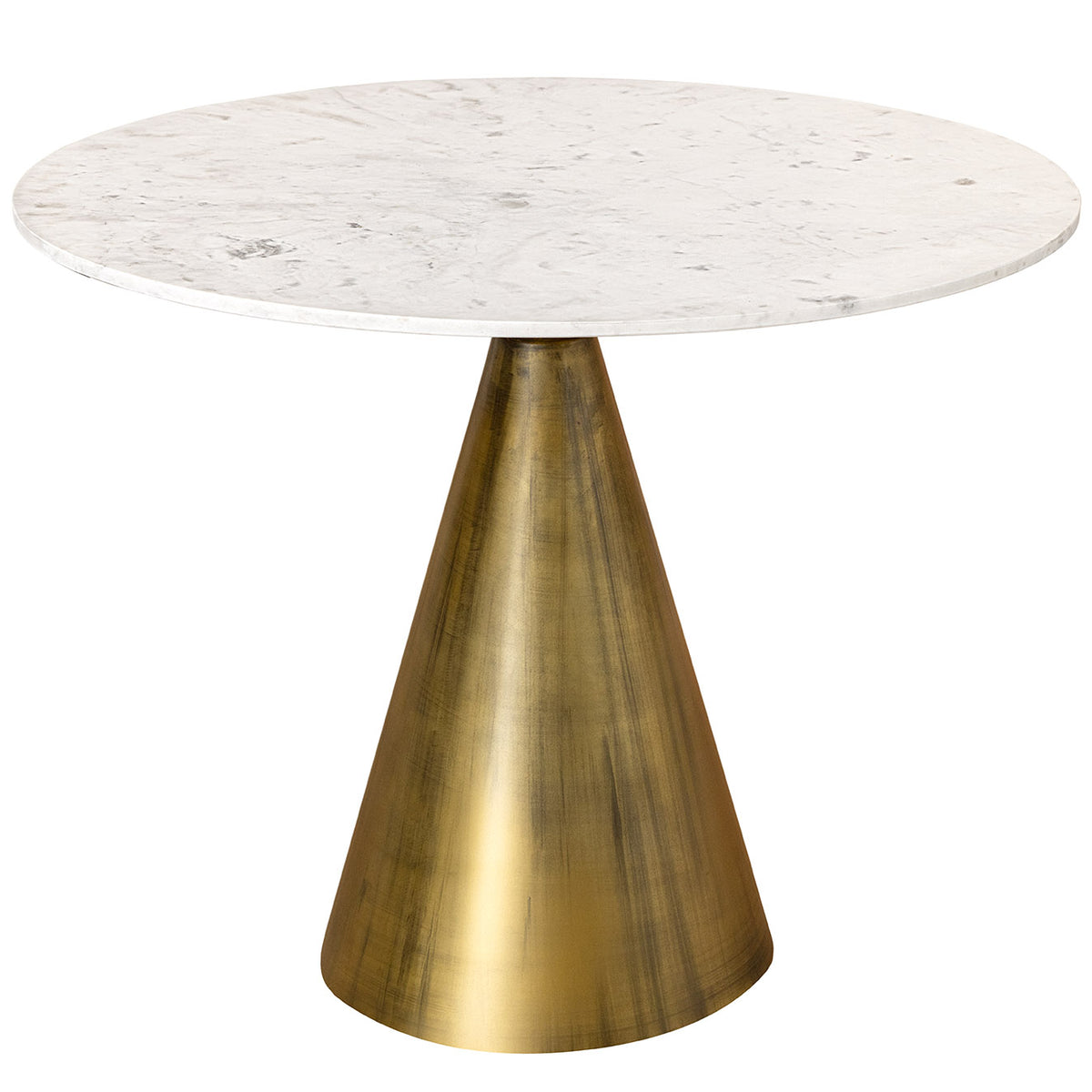 Dining table ELEGANCIA Ø 100cm iron base copper and marble top white ...