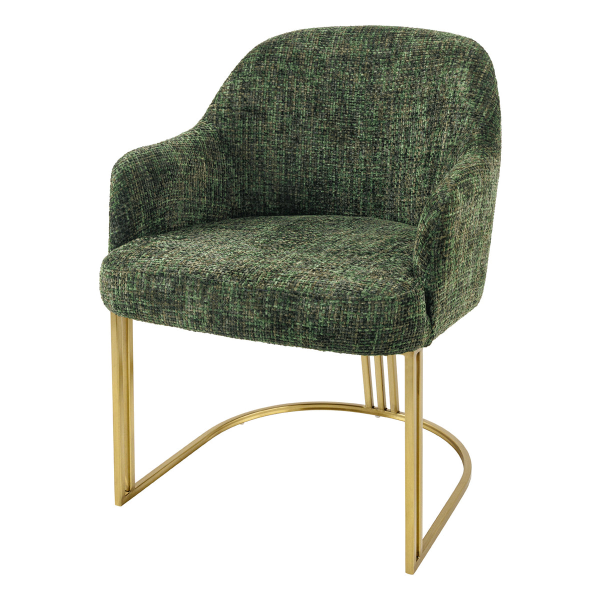 Chair EXTRAVAGANCIA dark green chenille fabric brushed w/ armres and g ...