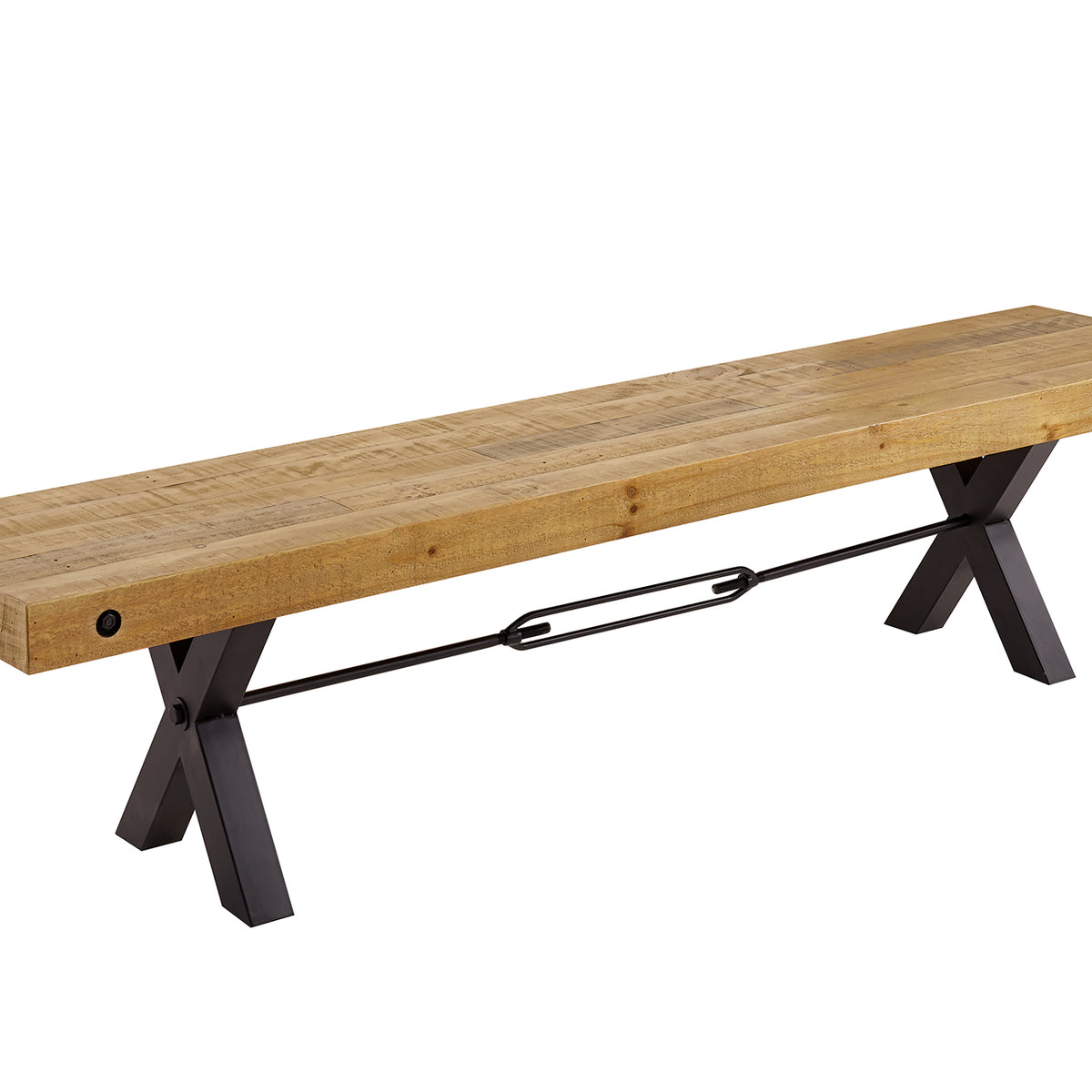 Bench THOR 200cm X-legs pine wood vintage brown – Invicta Interior