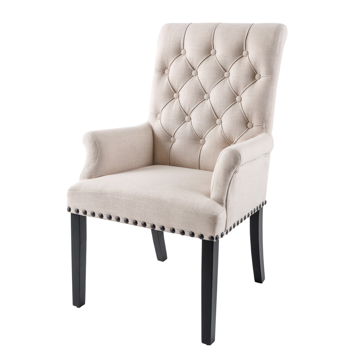 Chair CASTLE with armrests black legs textured fabric beige – Invicta ...