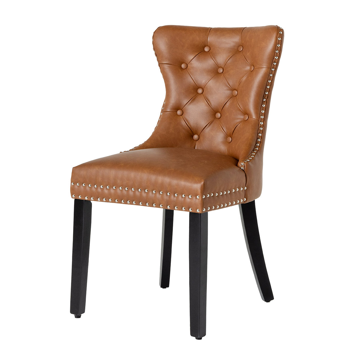 Chair CASTLE w/ comfort handle artificial leather cognac brown in ches ...