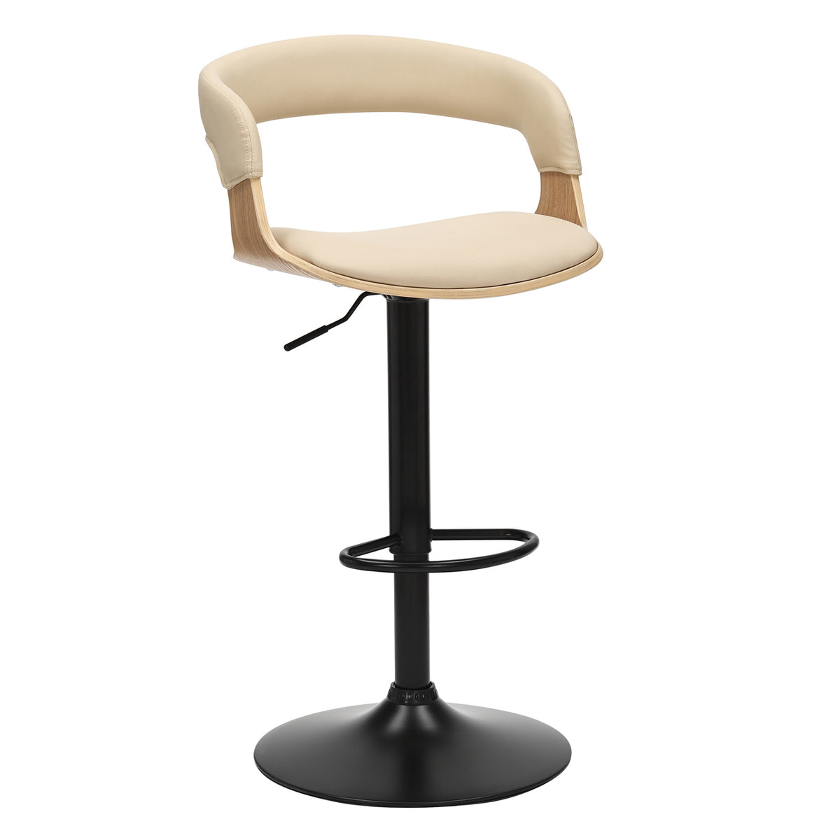 Bar stool MANHATTAN 81-110cm rotatable artificial leather creamy beige ...