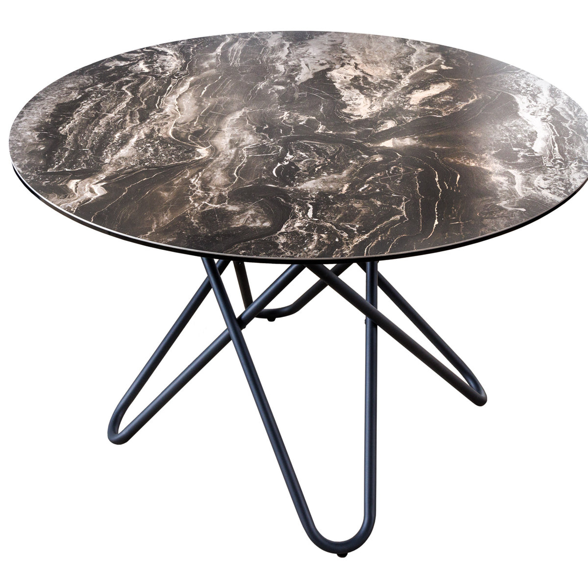 Dining table CIRCULAR Ø 120cm natural stone look ceramic – Invicta Interior