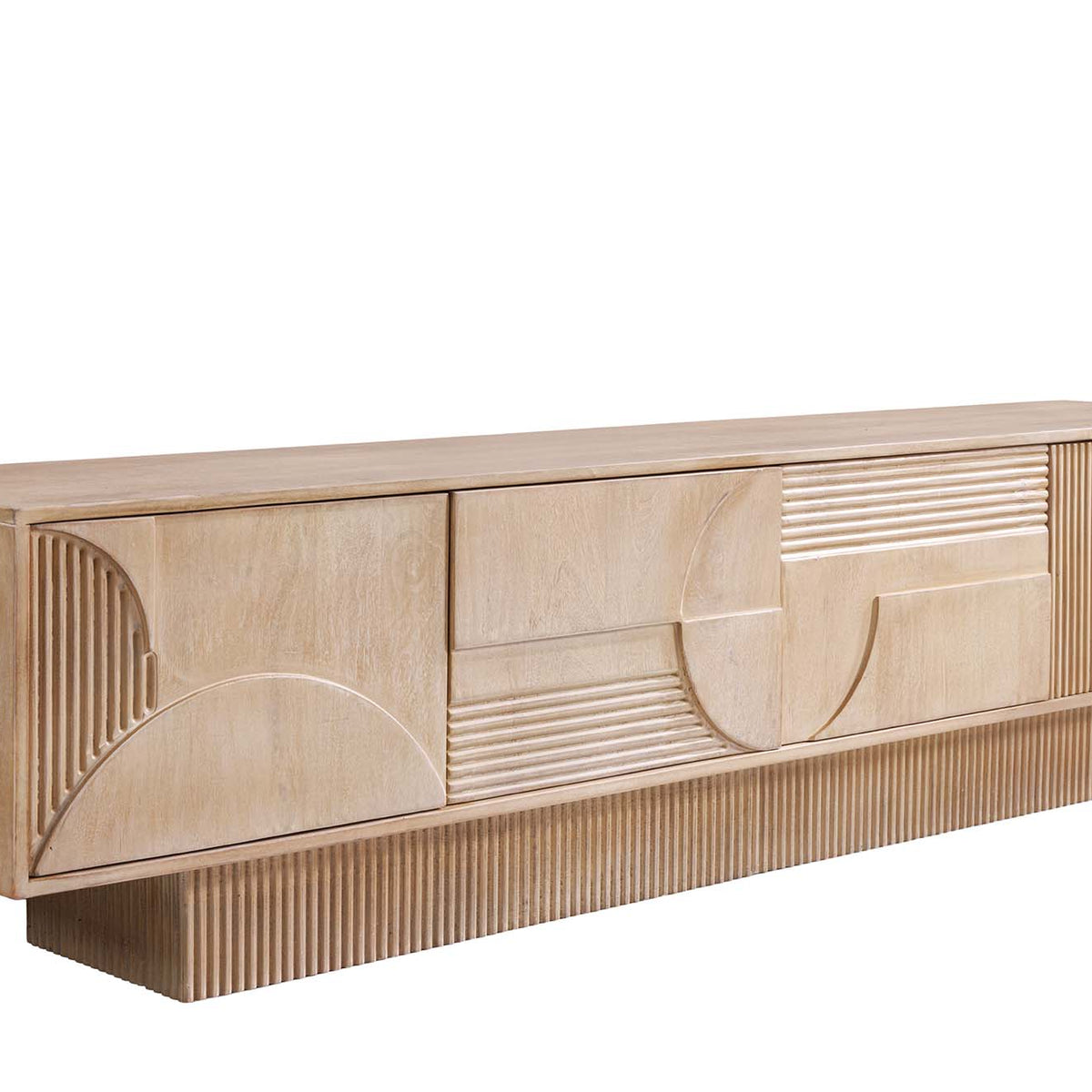TV Board ART DECO 200cm 3D mango wood natural white – Invicta Interior