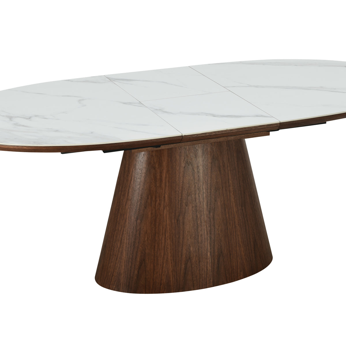 Dining table UNIQUE 160-200cm extendable dark walnut wood look white c ...