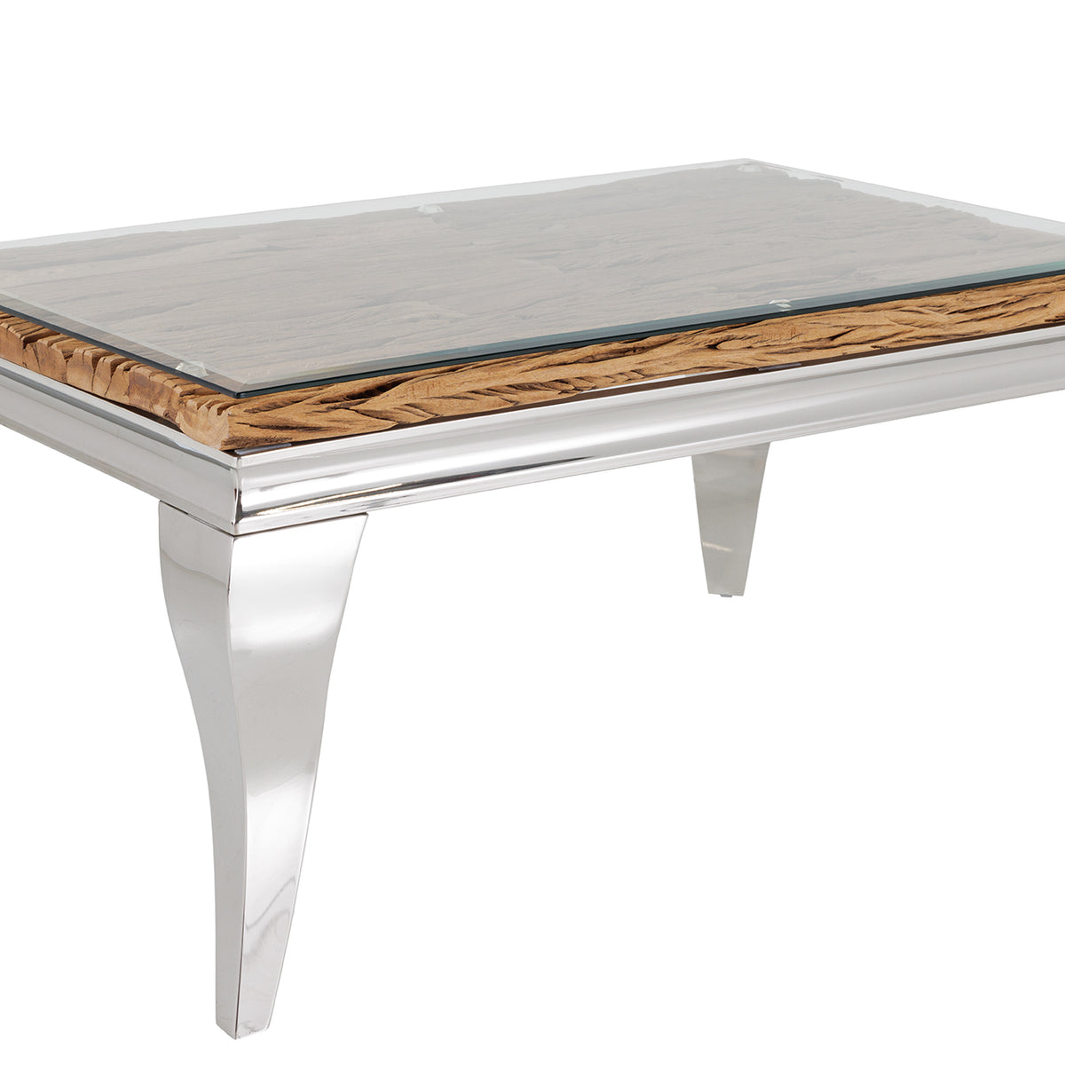 Coffee table MODERN BAROCK BARRACUDA 100cm chrome incl. glas top w/o t ...