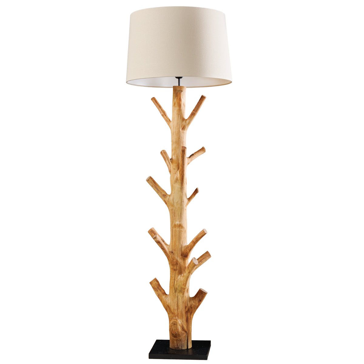 Floor lamp TREE NATURE 175cm mangosteen wood linen shade – Invicta Interior