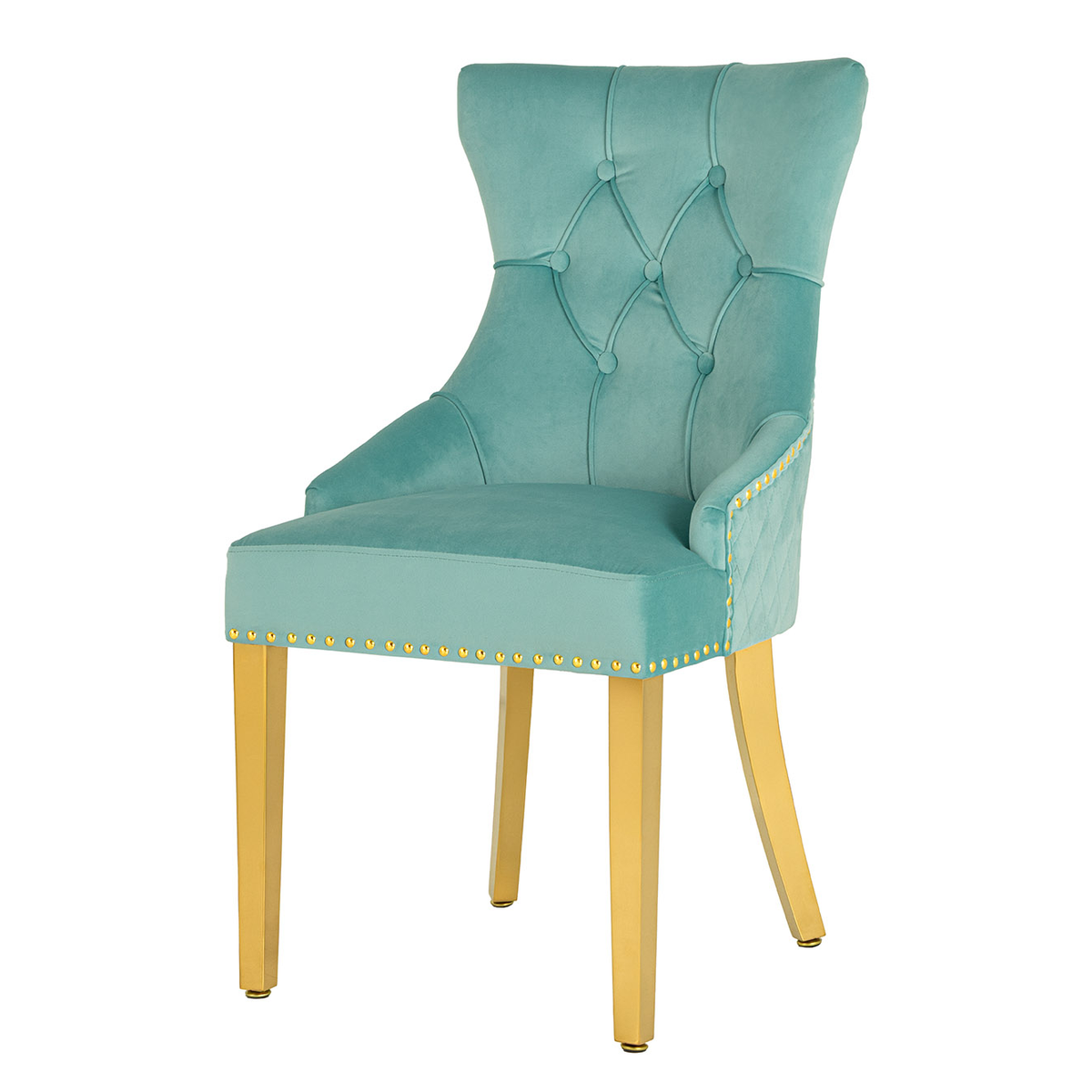Chair CASTLE DELUXE w/ lion´s head handle velvet blue golden legs in b ...