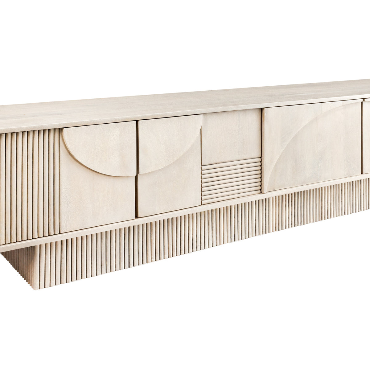 TV Board ART DECO 200cm 3D mango wood whitewashed – Invicta Interior