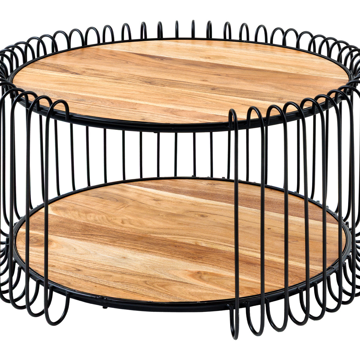 Coffee table TRUE ELEMENTS 70cm frame black acacia wood natural ...