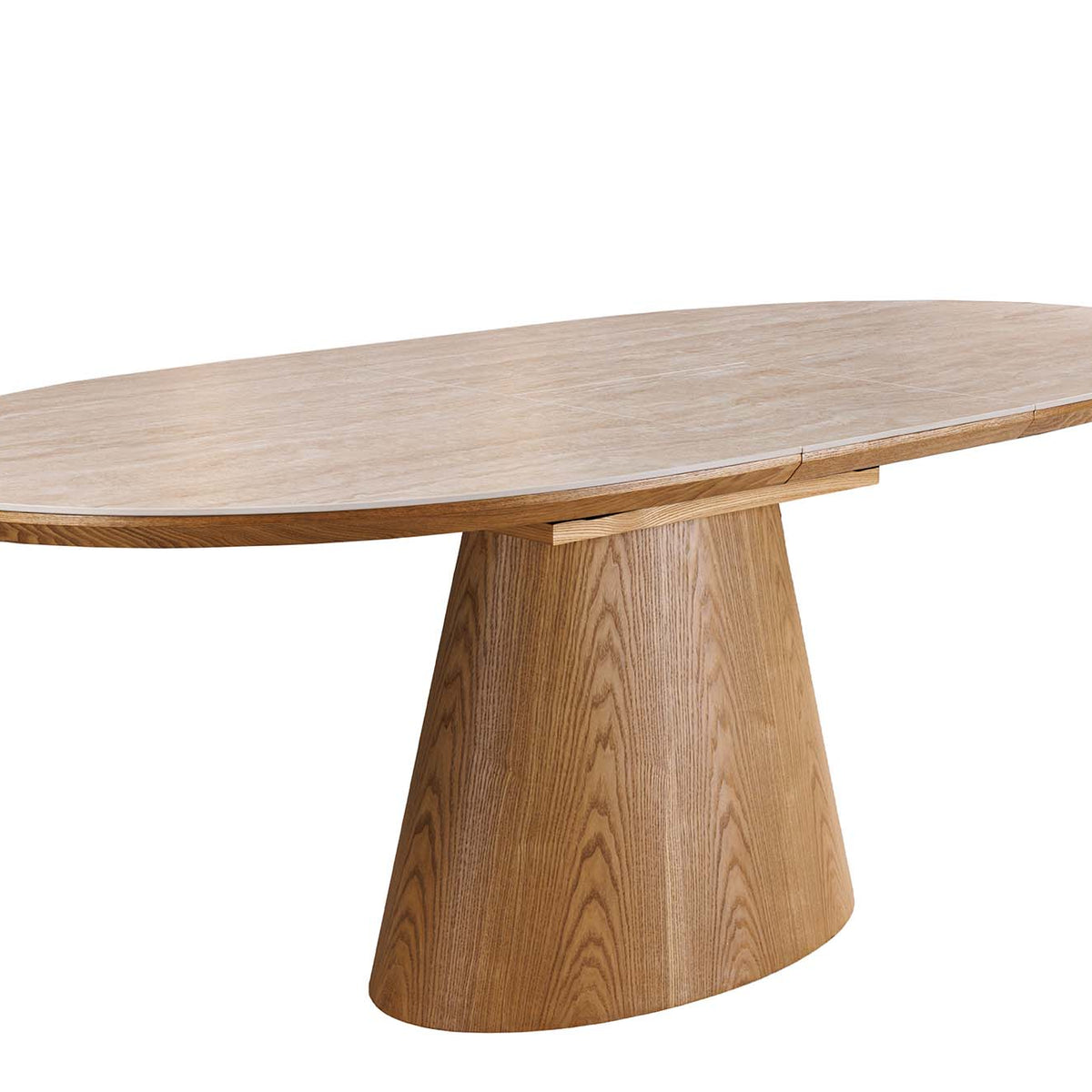 Dining table UNIQUE 160-200cm extendable oak wood look ceramic top tra ...