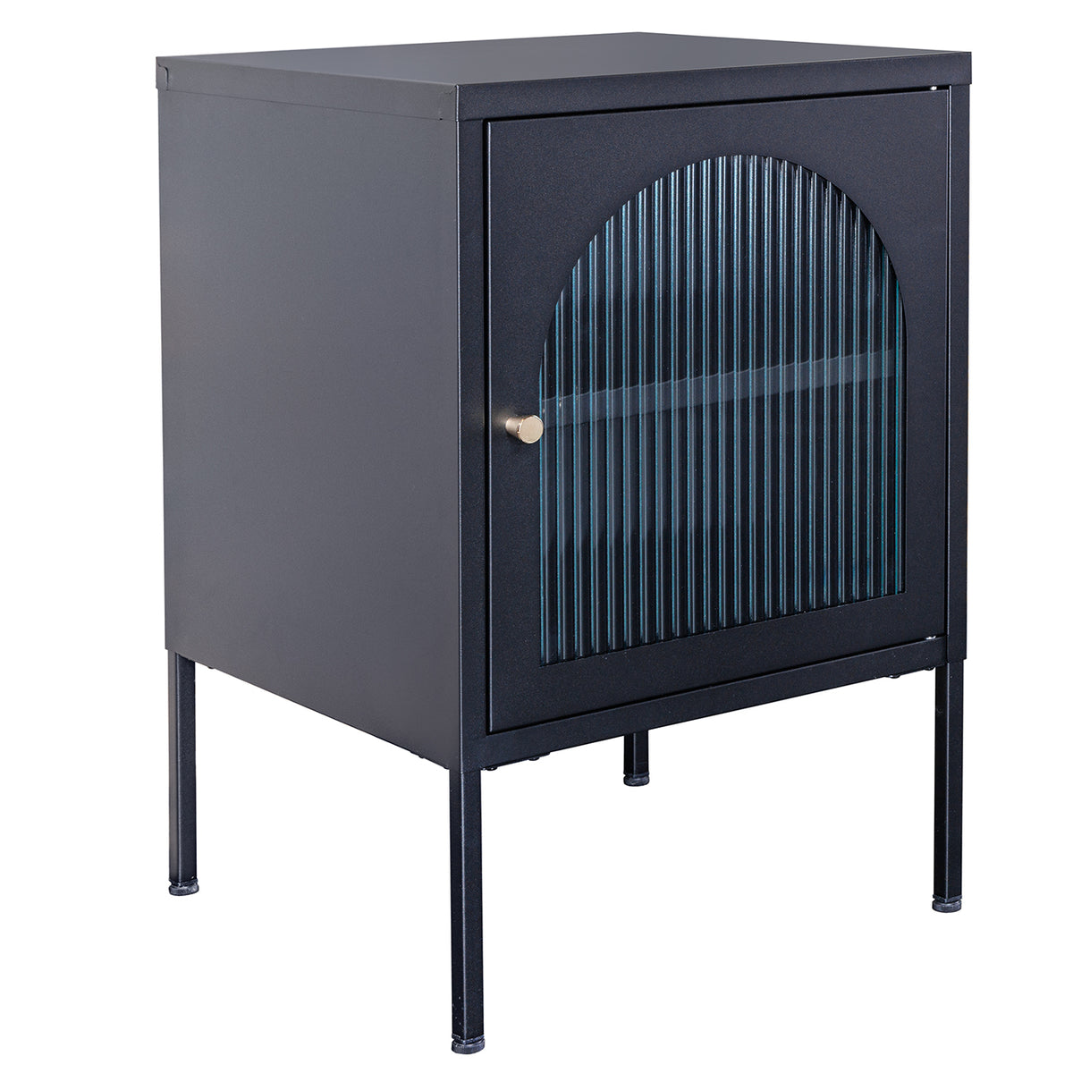 Bedside table PARIS 60cm ribbed glass black – Invicta Interior