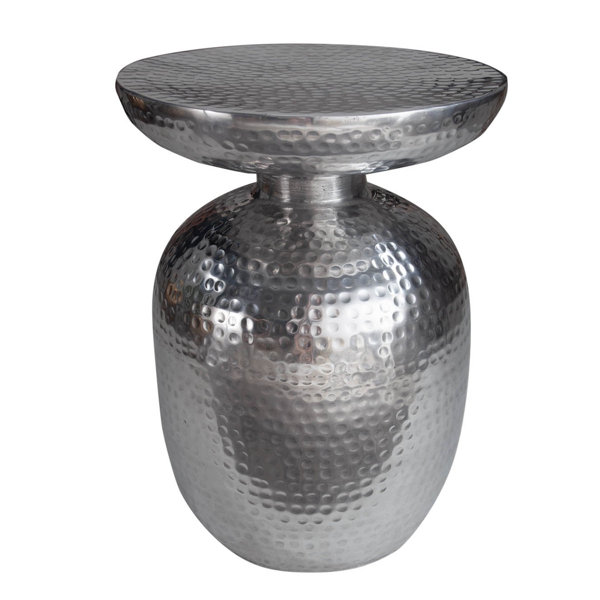 Side table ORIENT 50cm with hammer stroke effect silver – Invicta Interior