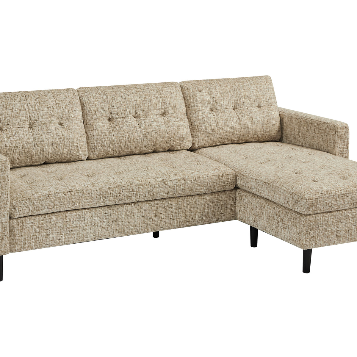 Corner sofa STOCKHOLM 220cm 3-seater spring core textured fabric beige ...