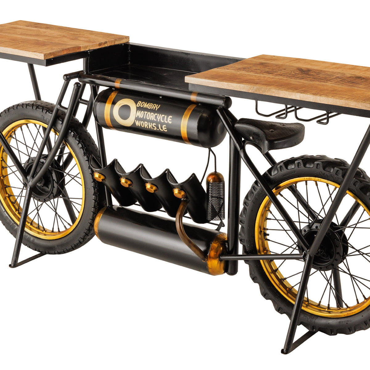 B-Console MOTORCYCLE 185cm mango wood black – Invicta Interior