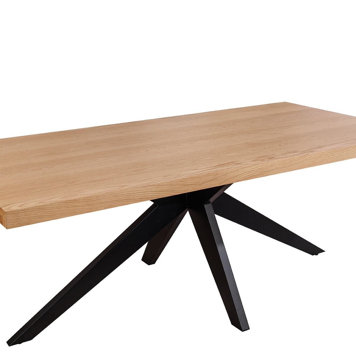Dining table ZEUS 200cm natural oak wood look w/ black metal frame ...