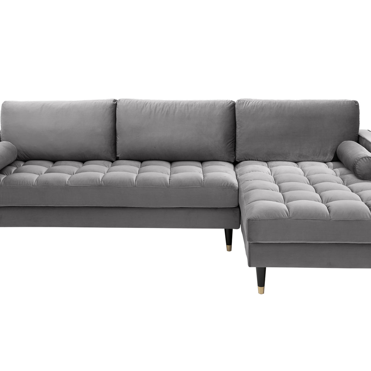 Corner sofa COZY VELVET 260cm velvet grey – Invicta Interior