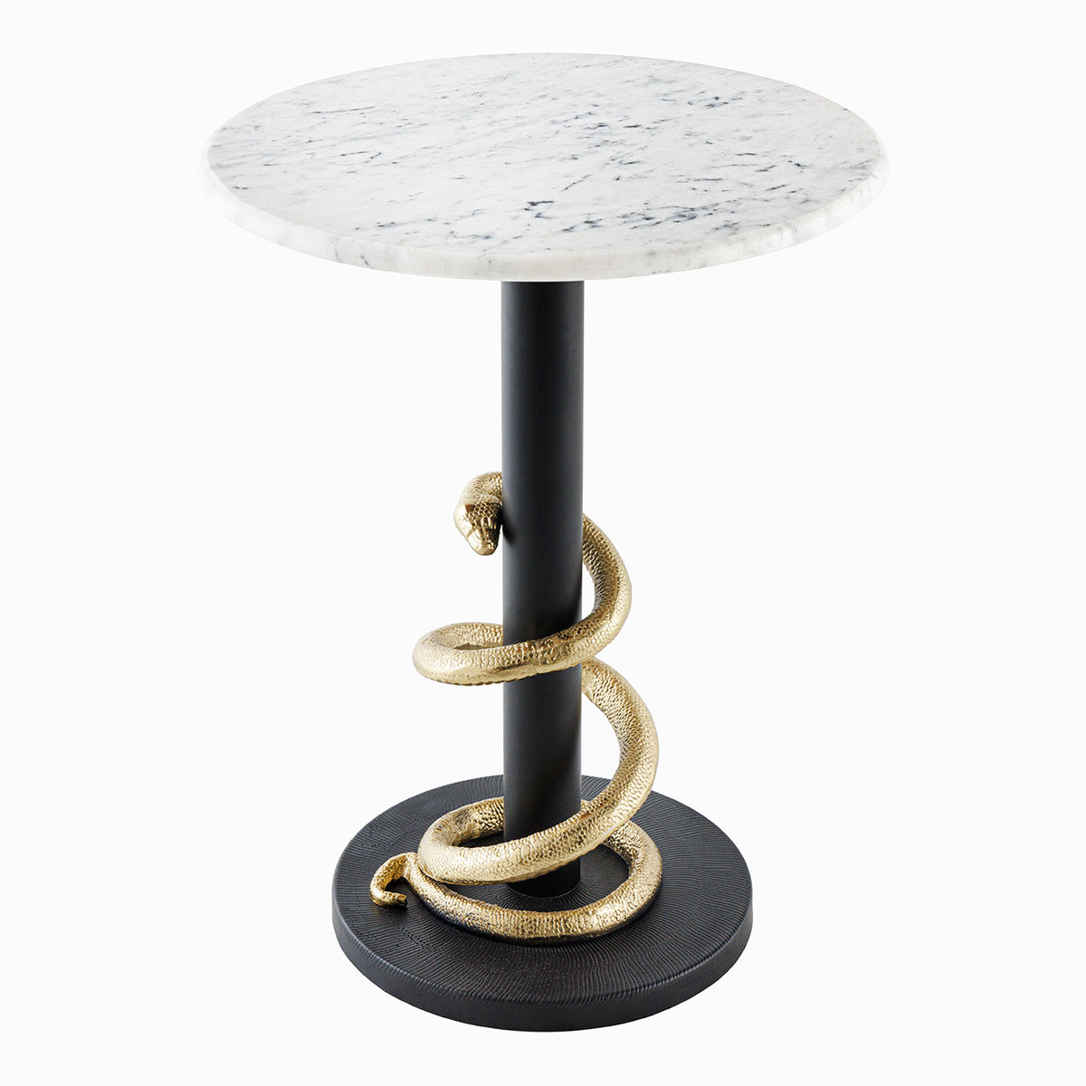 Side table WILDLIFE SNAKE 50cm gold black white marble – Invicta Interior