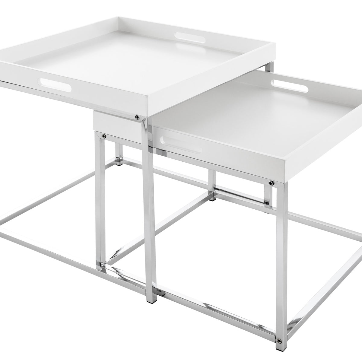 Side table ELEMENTS set of 2 with removable trays white – Invicta Interior