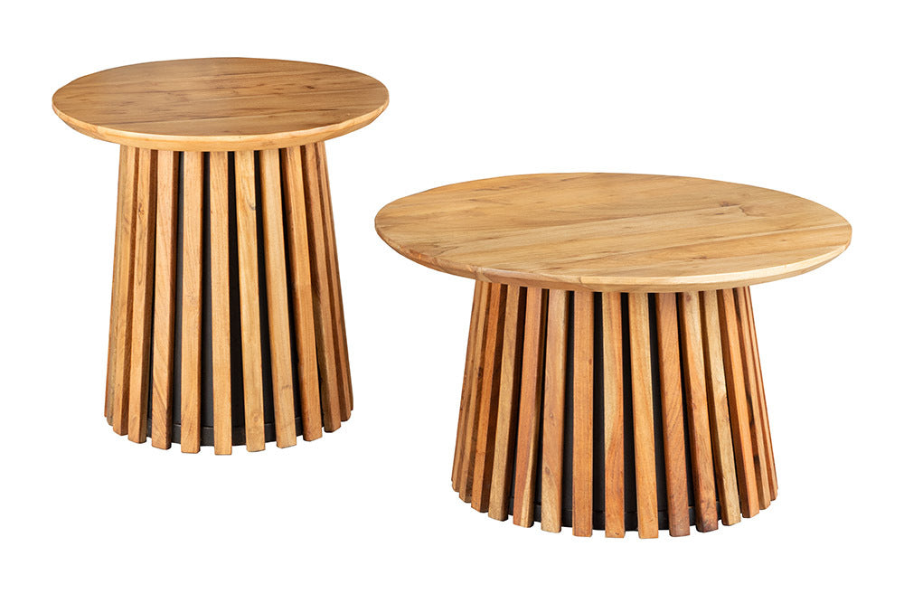 Coffee table VALHALLA Set of 2 acacia wood natural – Invicta Interior