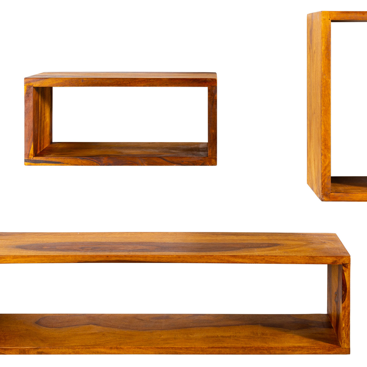 Wall shelf HEMINGWAY 43-94cm set of 3 sheesham natural – Invicta Interior