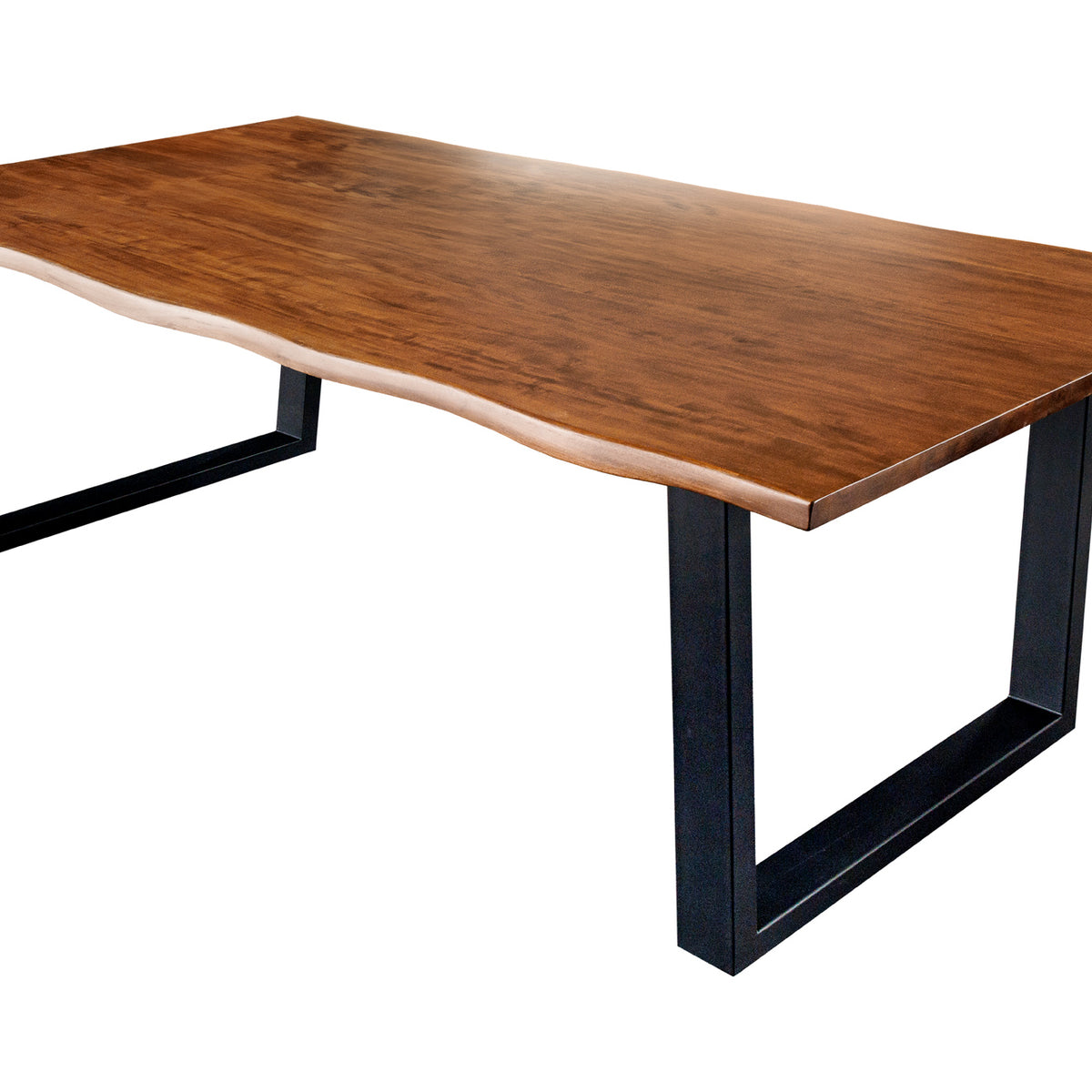 Dining table GENESIS 200cm 35mm acacia wood brown w/ black iron frame ...