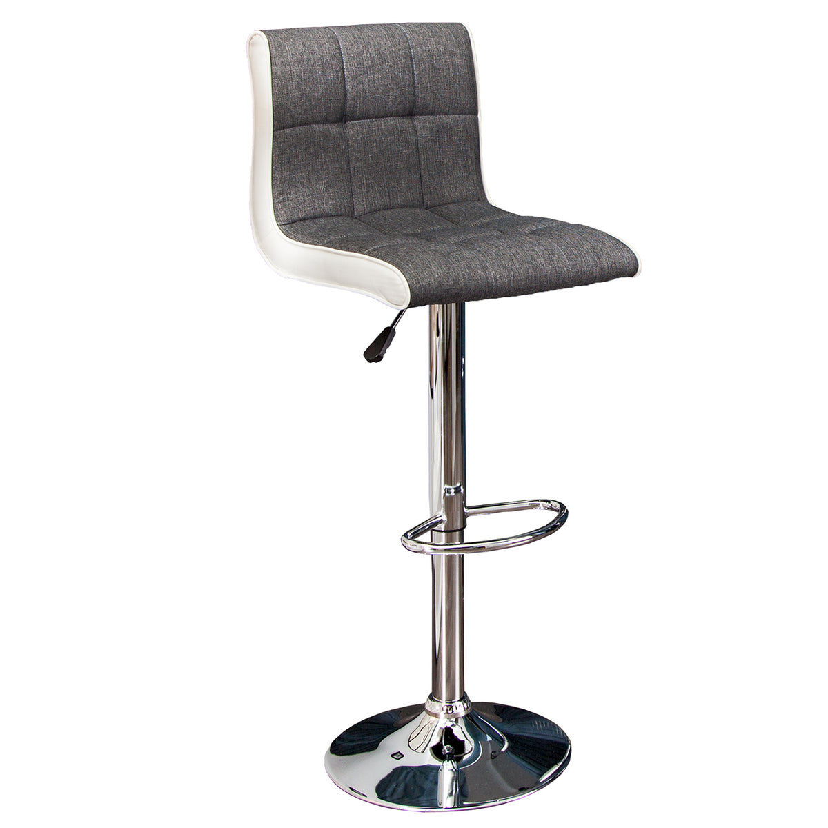 Bar stool MODENA 90-115cm textured fabric and synthetic leather grey w ...