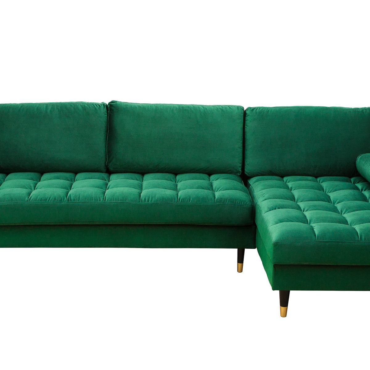 Corner sofa COZY VELVET 260cm velvet emerald green – Invicta Interior