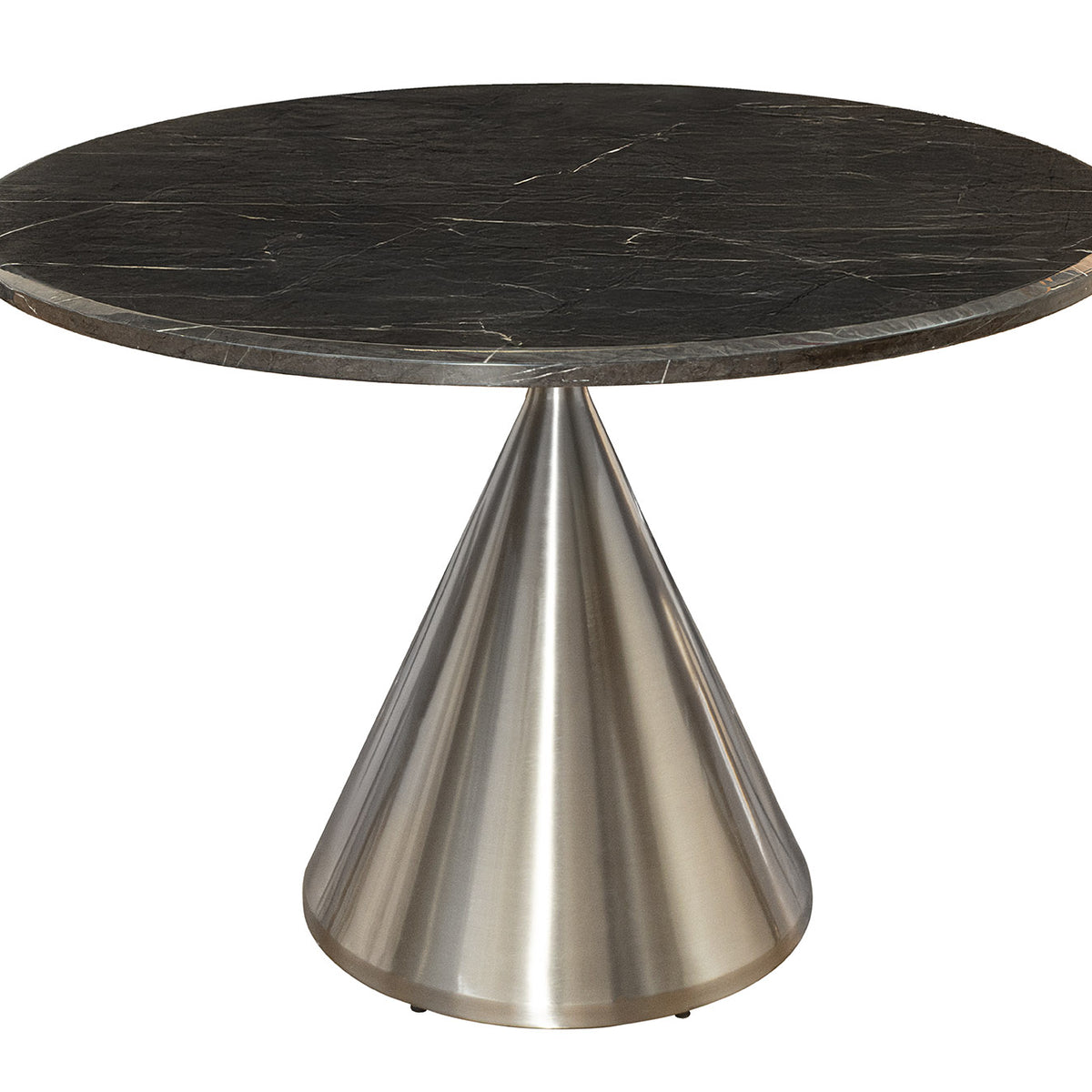 Dining table ELEGANCIA 130cm round frame chrome black marble look ...