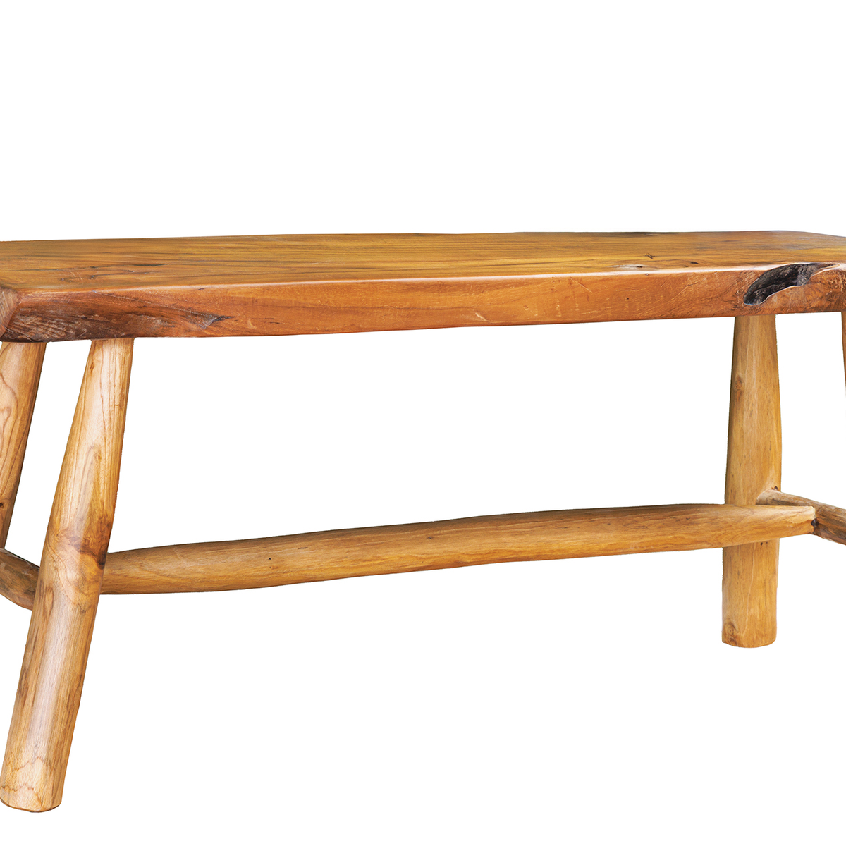 Bench ROOT 100cm teak wood natural brown w/ wooden strut – Invicta Interior