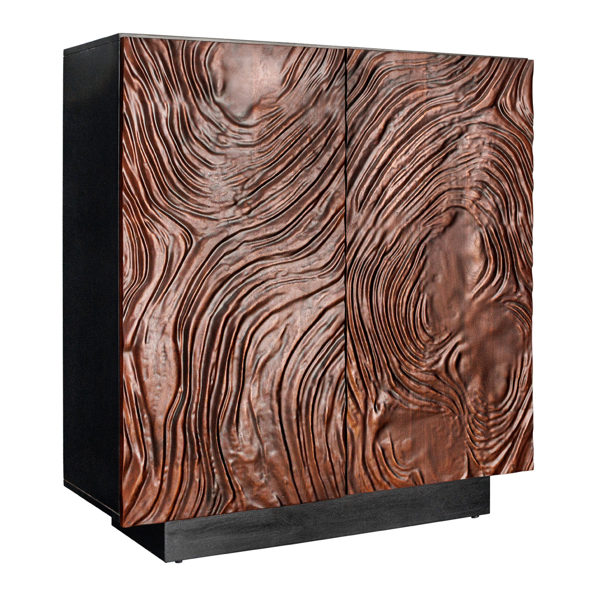 Highboard FLUID 110cm 3D acacia wood dark walnut brown – Invicta Interior