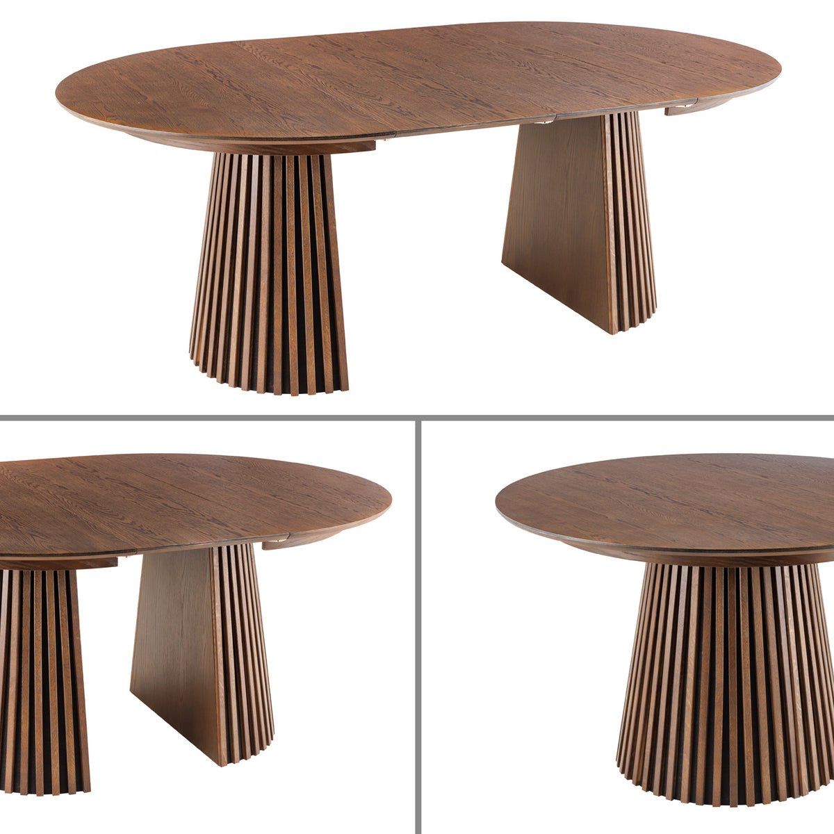 Esstisch VALHALLA WOOD rund 120-160-200 cm ausziehbar Eiche dunkel ...